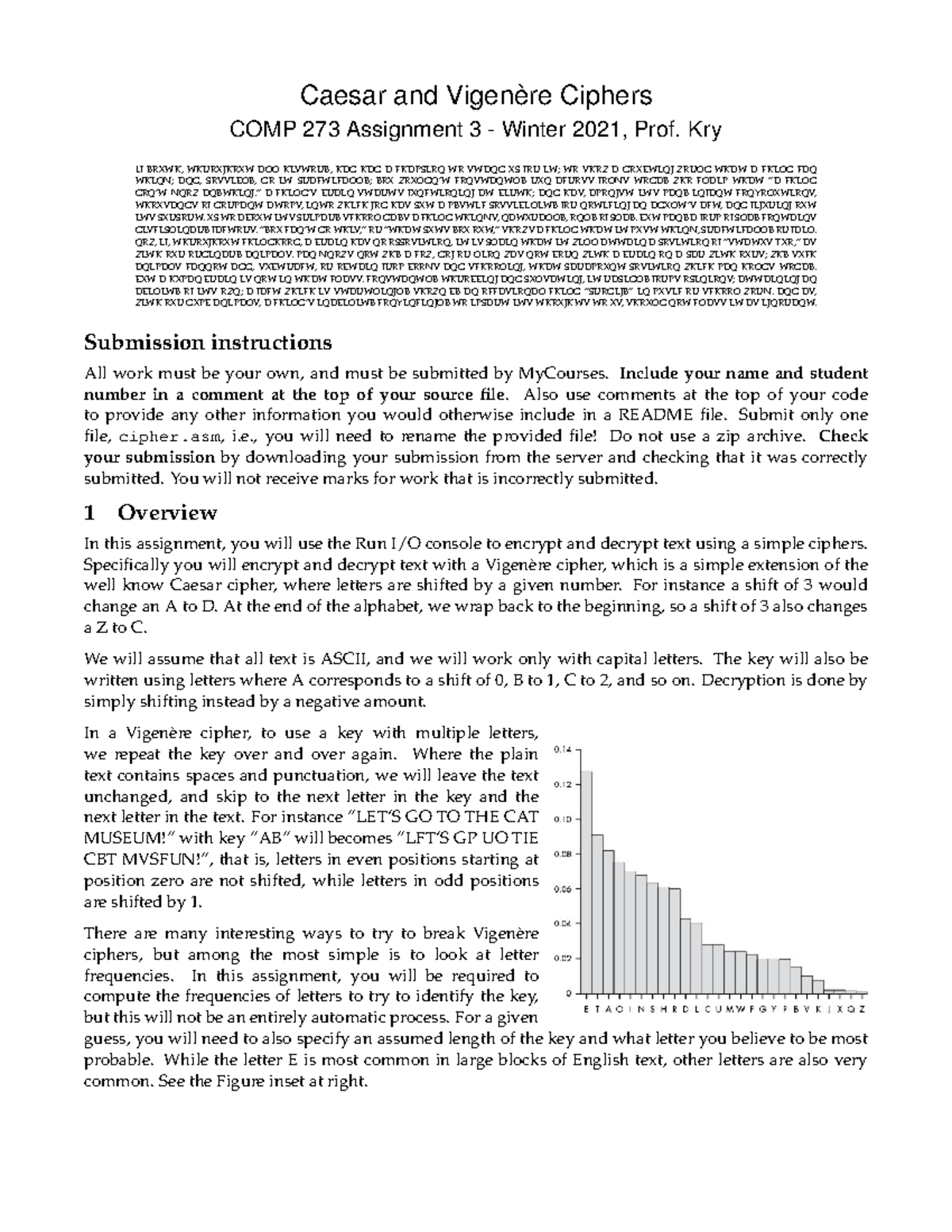 Comp273W21A3 - sheeeesh - Caesar and Vigenere Ciphers` COMP 273 ...