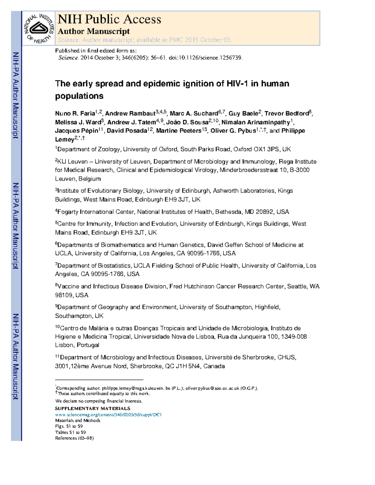 Orígenes VIH - Origen de vih - The early spread and epidemic ignition ...