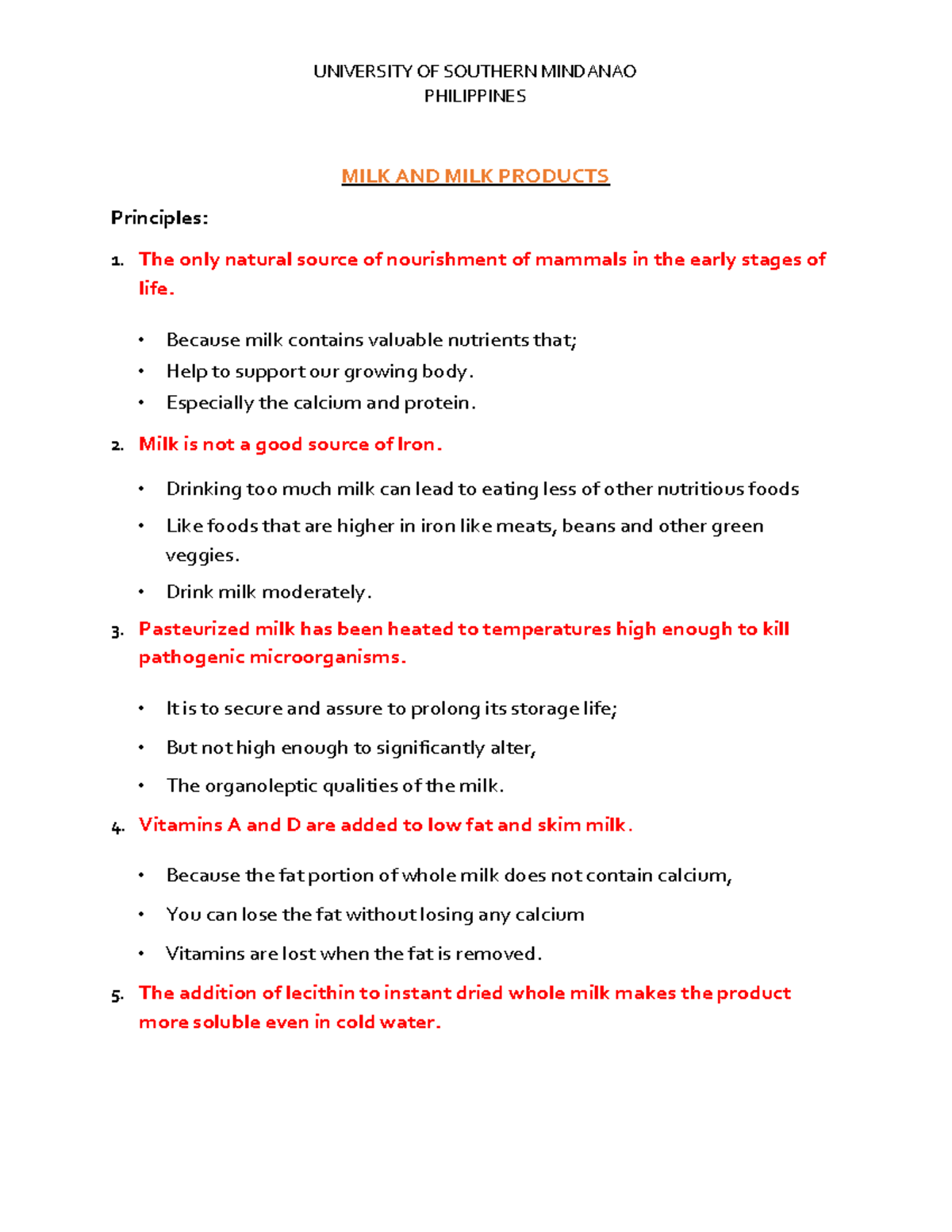Milk and milk products new - UNIVERSITY OF SOUTHERN MINDANAO ...