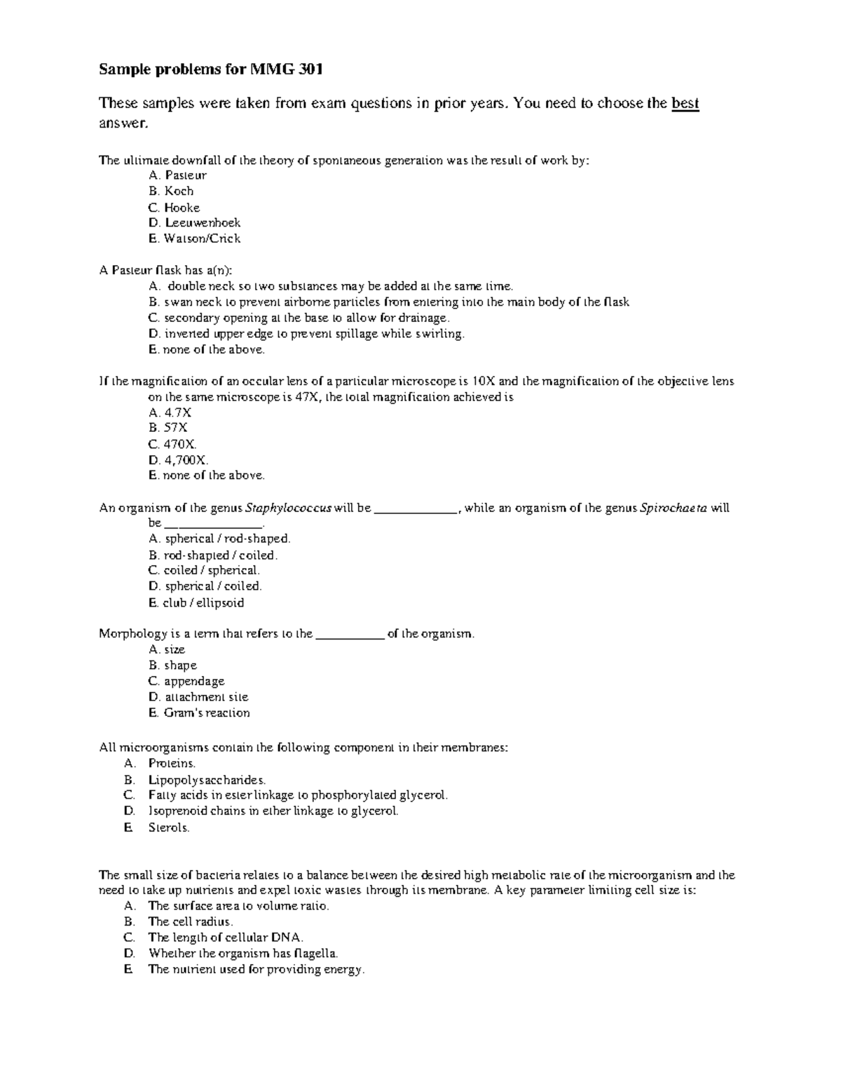 Practical - Sample problems - Sample problems for MMG 301 These samples ...