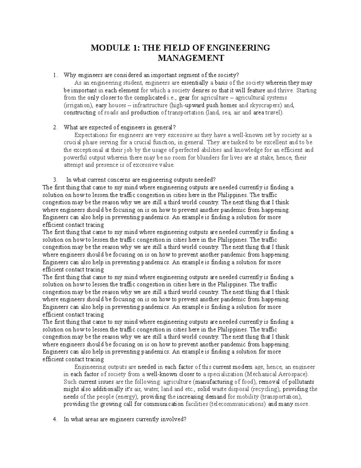 Engineering management MODULE 1: THE FIELD OF ENGINEERING MANAGEMENT ...