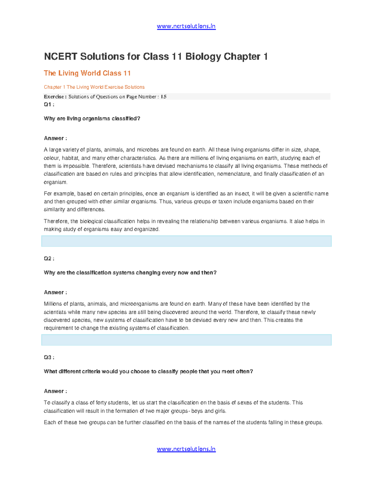 Chapter 1 the living world - NCERT Solutions for Class 11 Biology ...