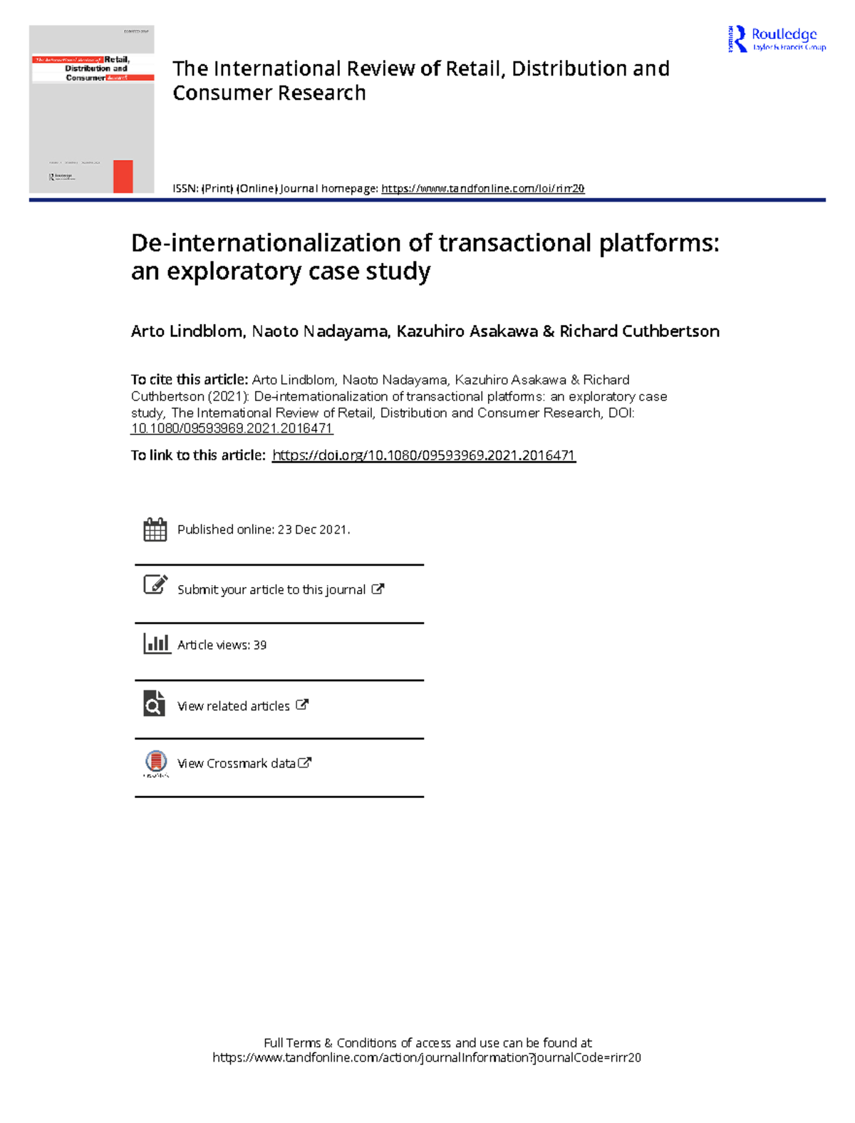 De-internationalization of transactional platforms an exploratory case ...