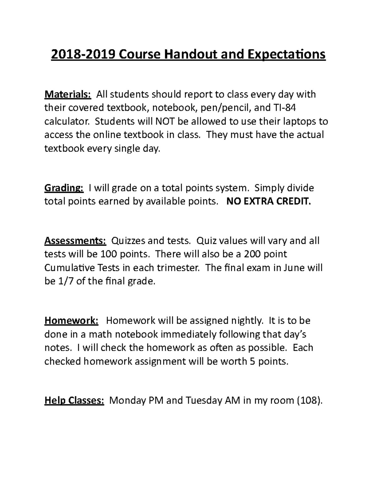2018-2019-Expectations - 2018-2019 Course Handout and Expectaions ...