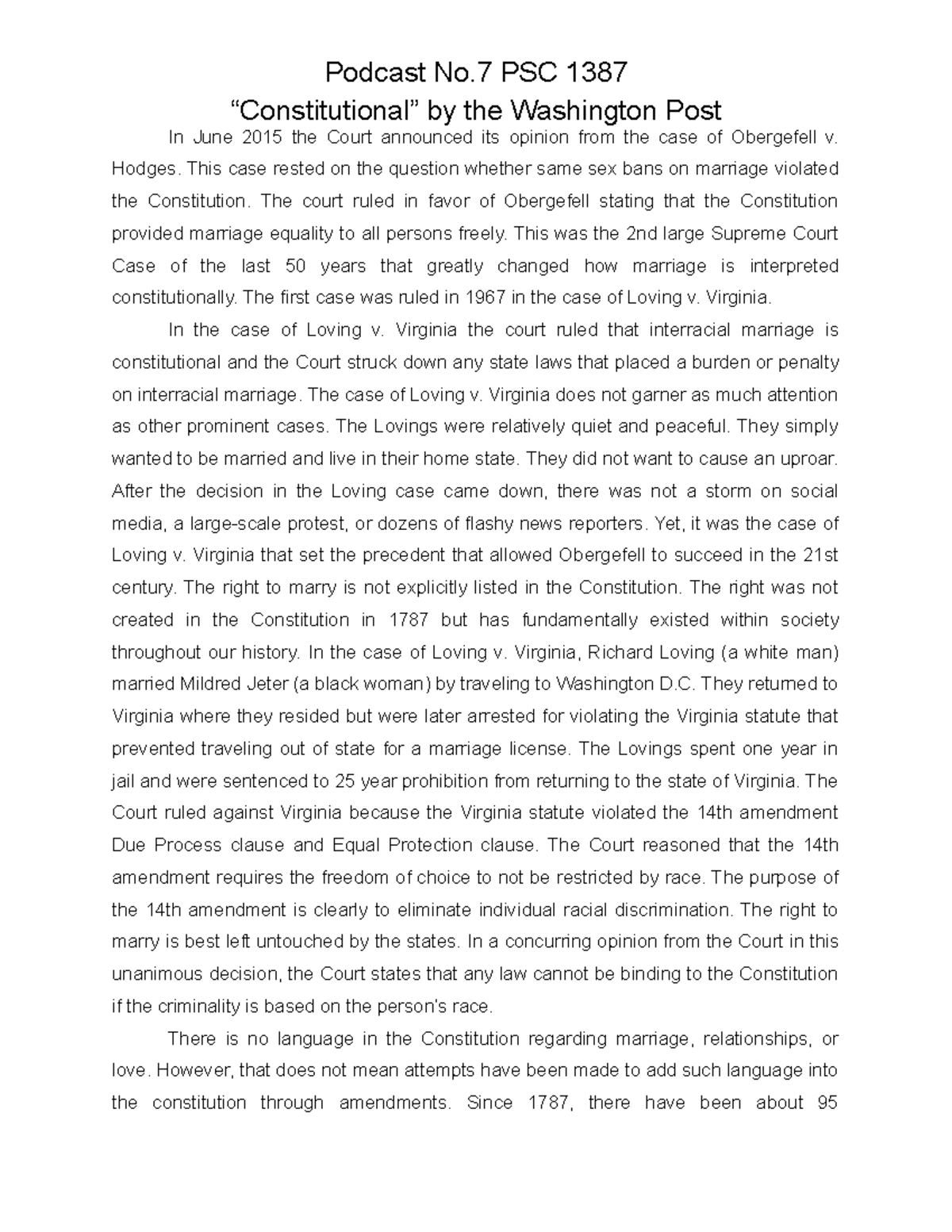 Podcast No.7 PSC 1387 - Extra Credit Assignment that counts for a ...