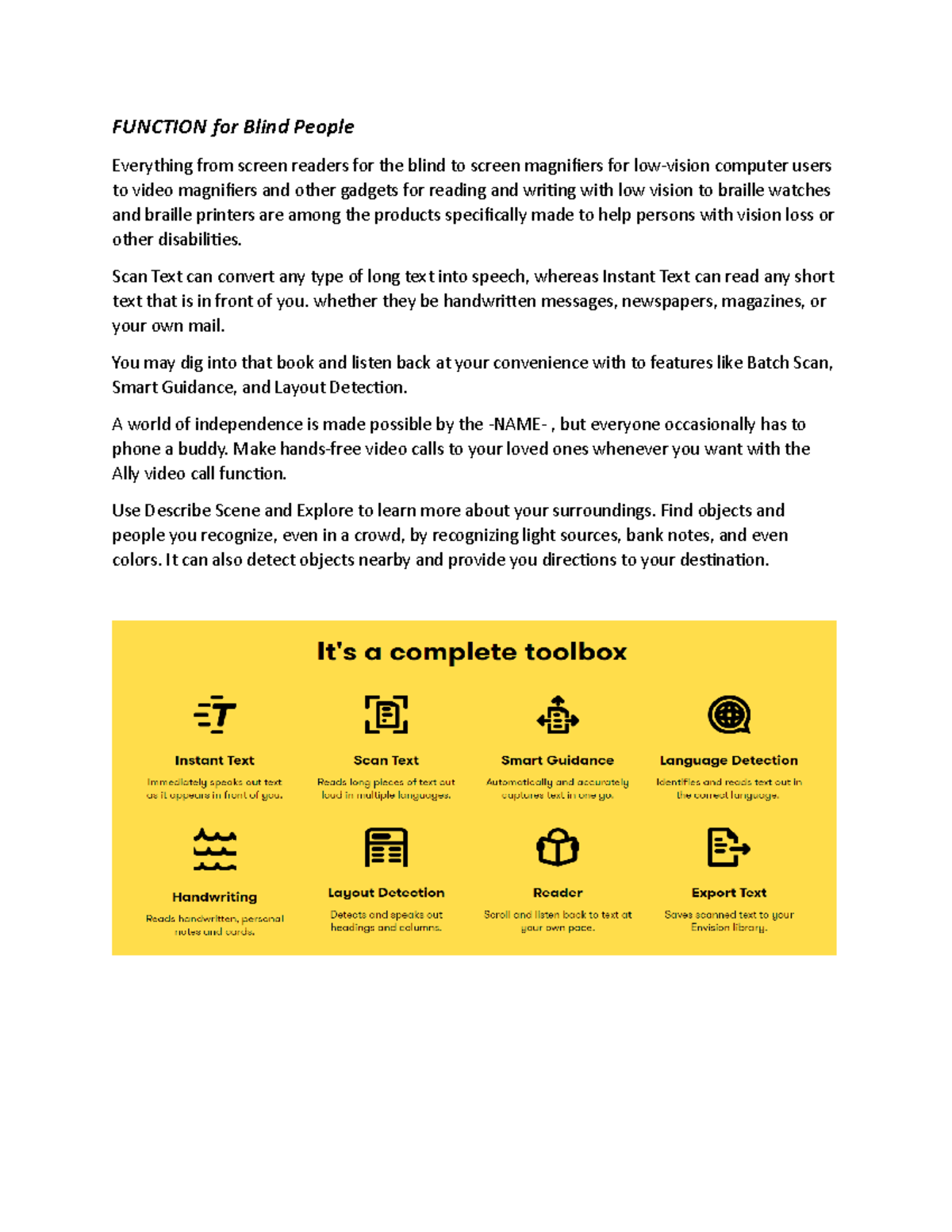STS - Sts documents - FUNCTION for Blind People Everything from screen readers for the blind to ...