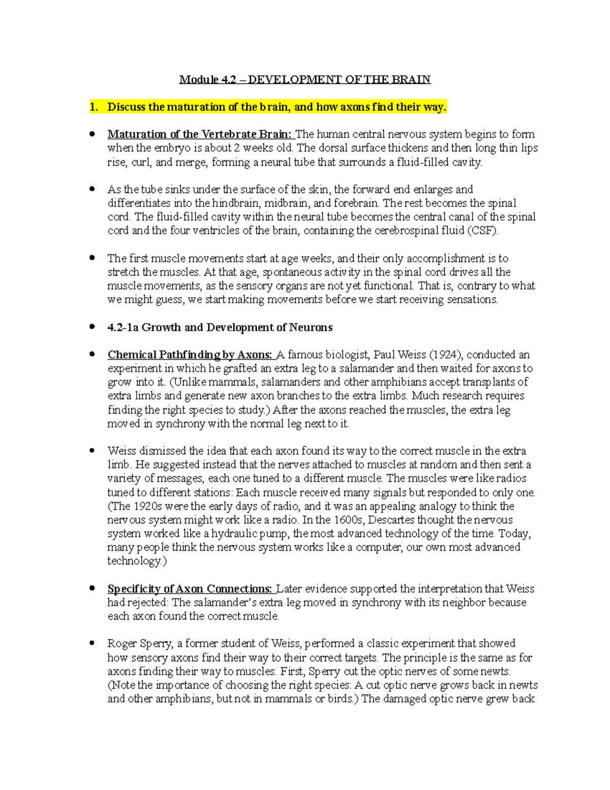 Module 4.2 Development OF THE Brain - Module 4 – DEVELOPMENT OF THE ...