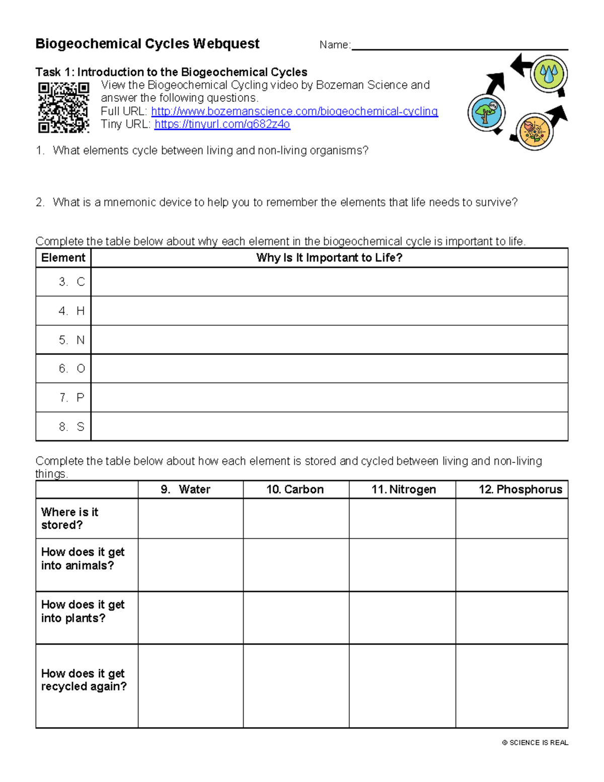 Biogeo review - nj, - Biogeochemical Cycles Webquest Name: Task 1 ...