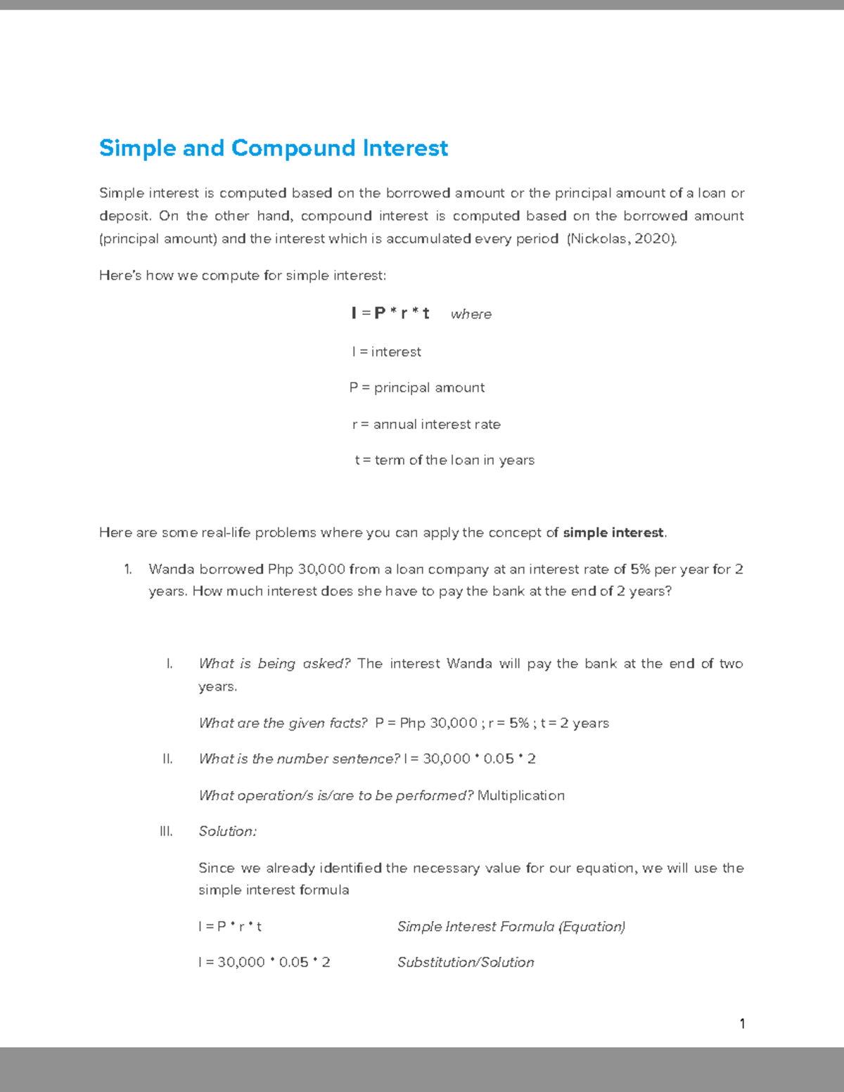 Reading Material 6 College Logic and Math - Simple and Compound ...