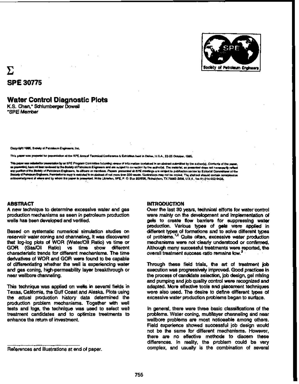 Chan plots for well diagnostics - 1; SPE Water Control Diagnostic Plots ...