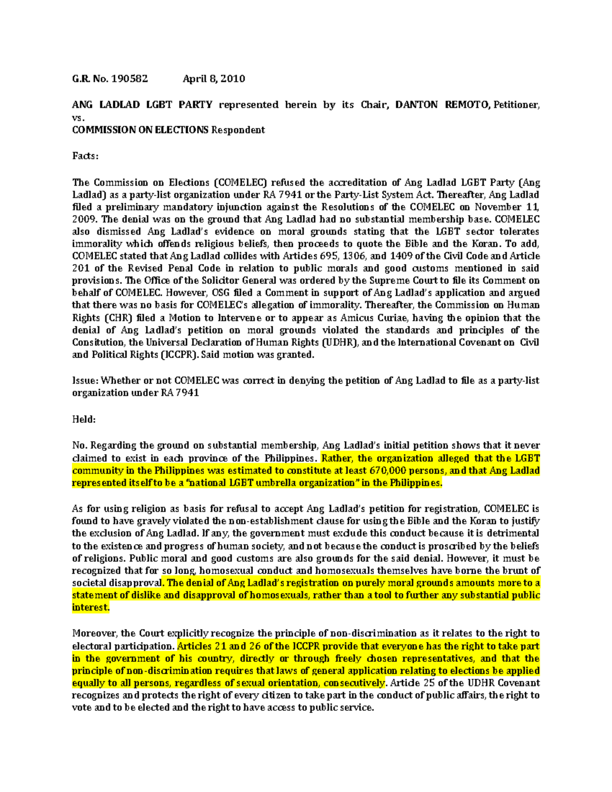 Ang-ladlad-vs-comelec-case-digest compress - G. No. 190582 April 8 ...