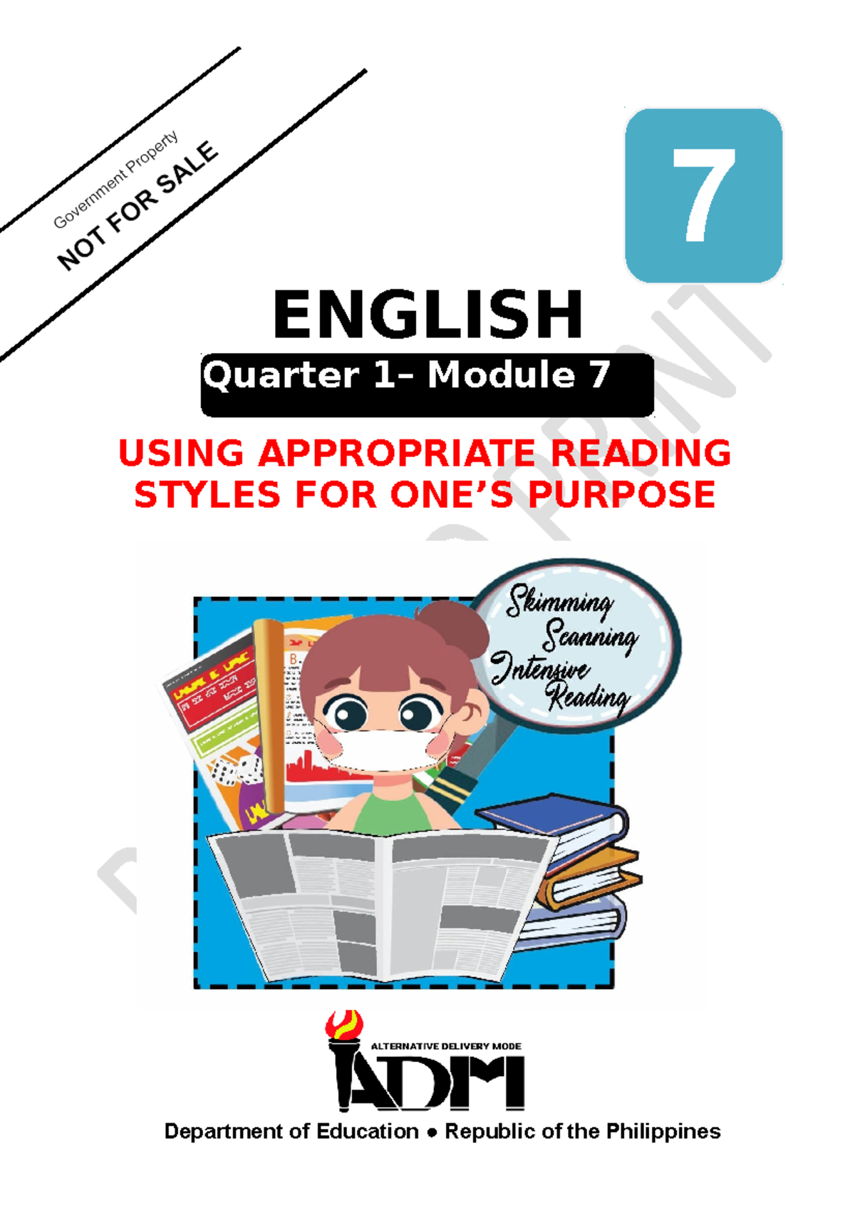English 7 q1 mod7 using appropriate reading styles for one s purpose v5 ...