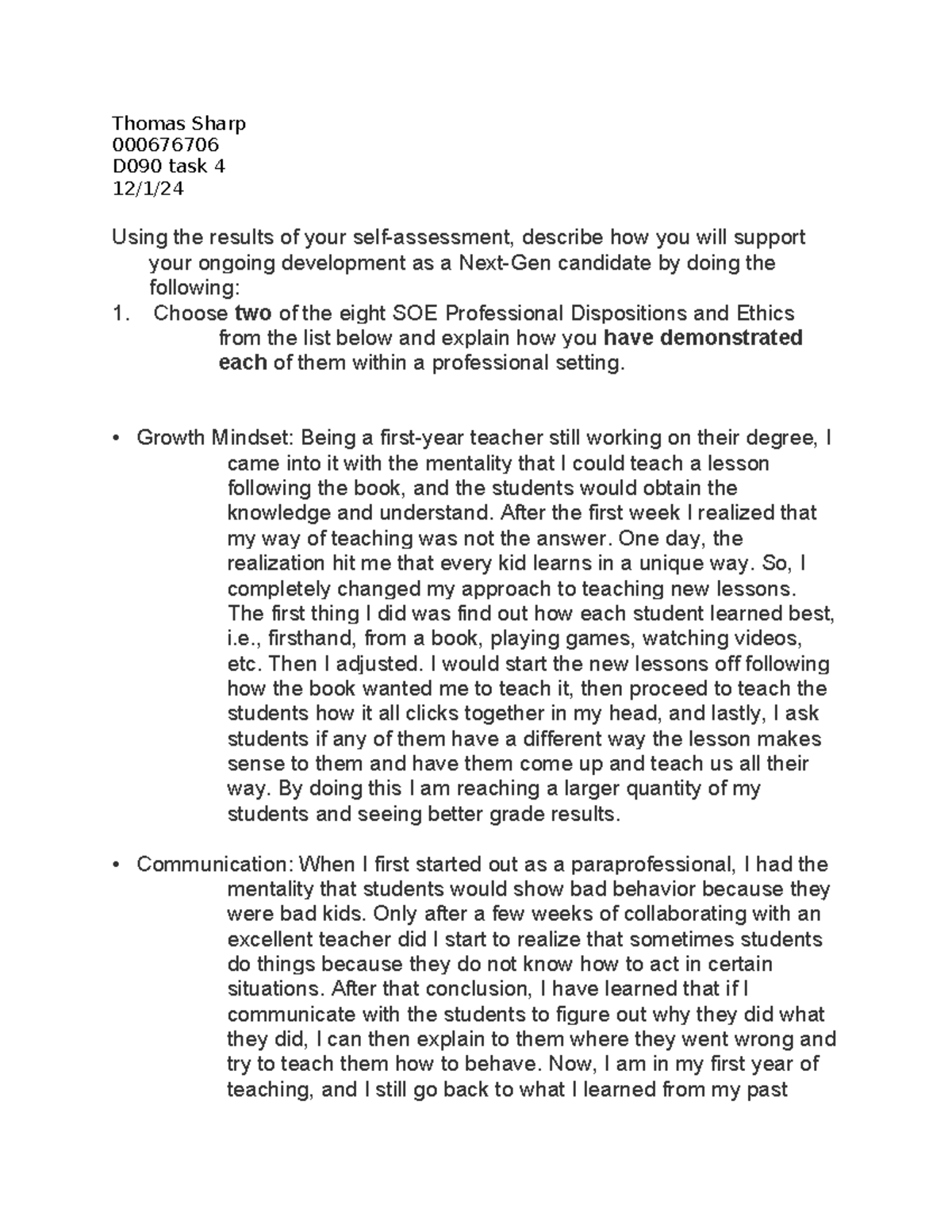 WGU task 4 word grammar fixed - Thomas Sharp 000676706 D090 task 4 12/1 ...