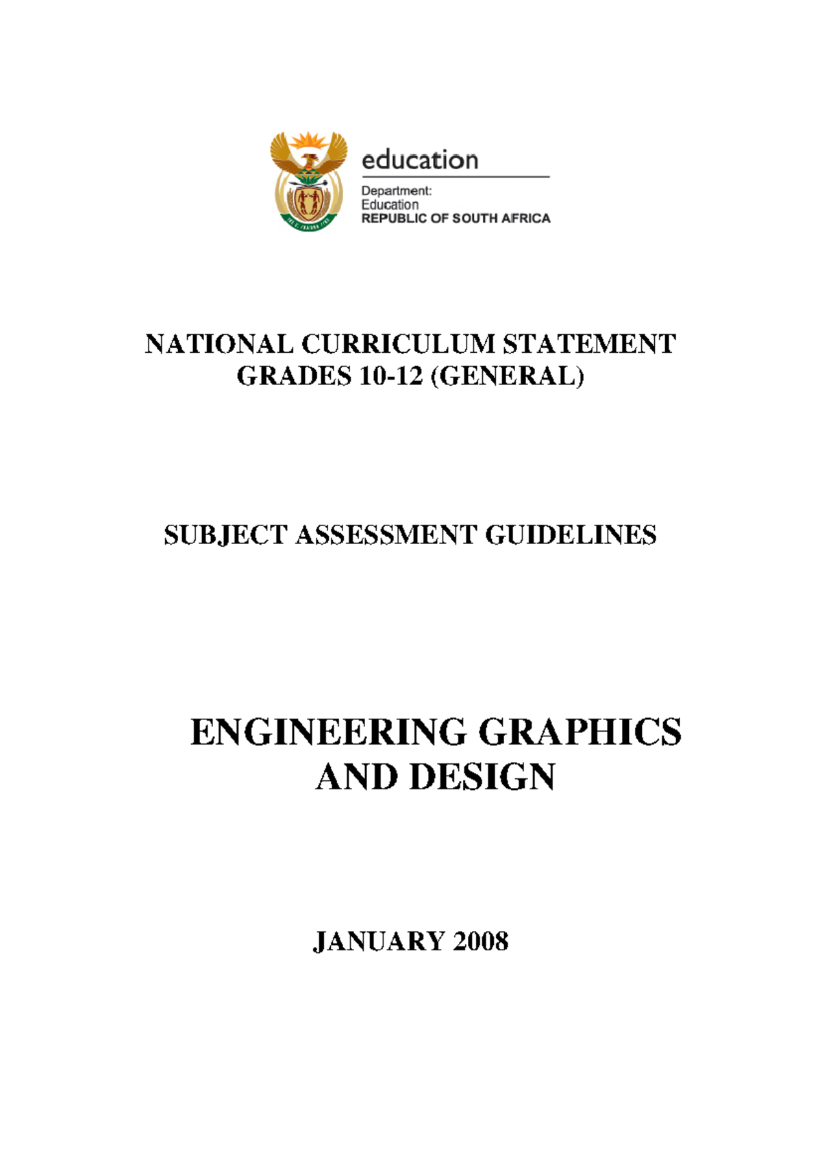 SAG Engineering Graphics AND Design - NATIONAL CURRICULUM STATEMENT GRADES 10-12 (GENERAL ...