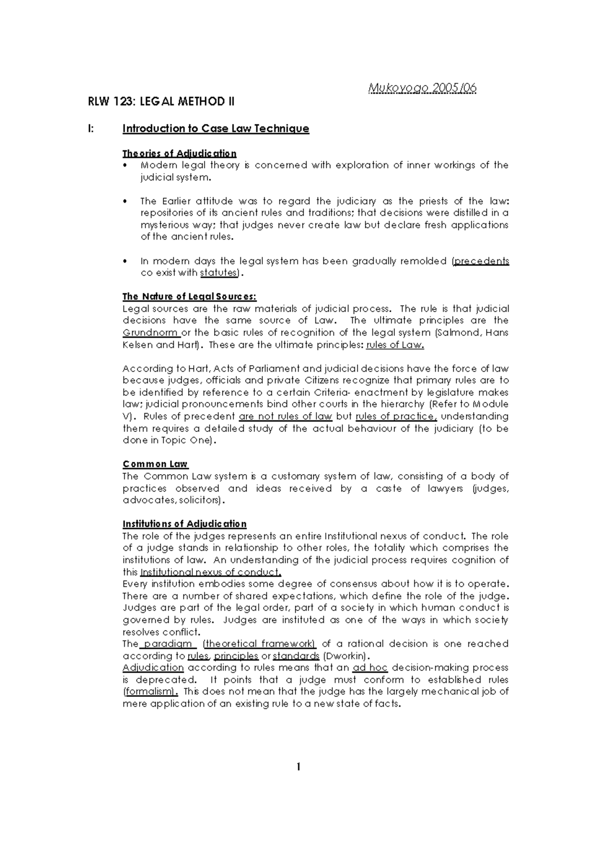 504462888 Mkoyogo Legal Method 2 - Mukoyogo 2005/ RLW 123: LEGAL METHOD ...