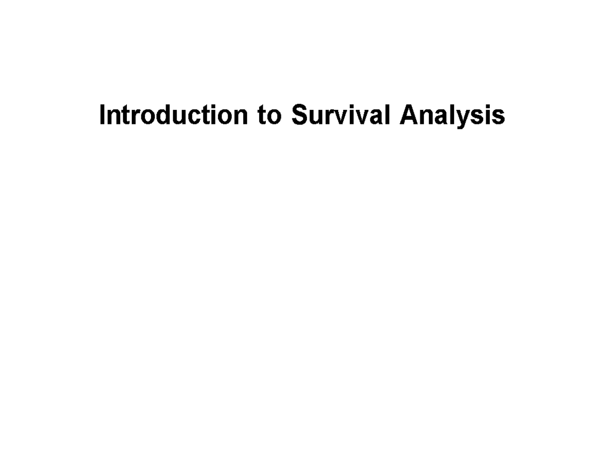 Survival Word - Introduction to Survival Analysis Background In ...