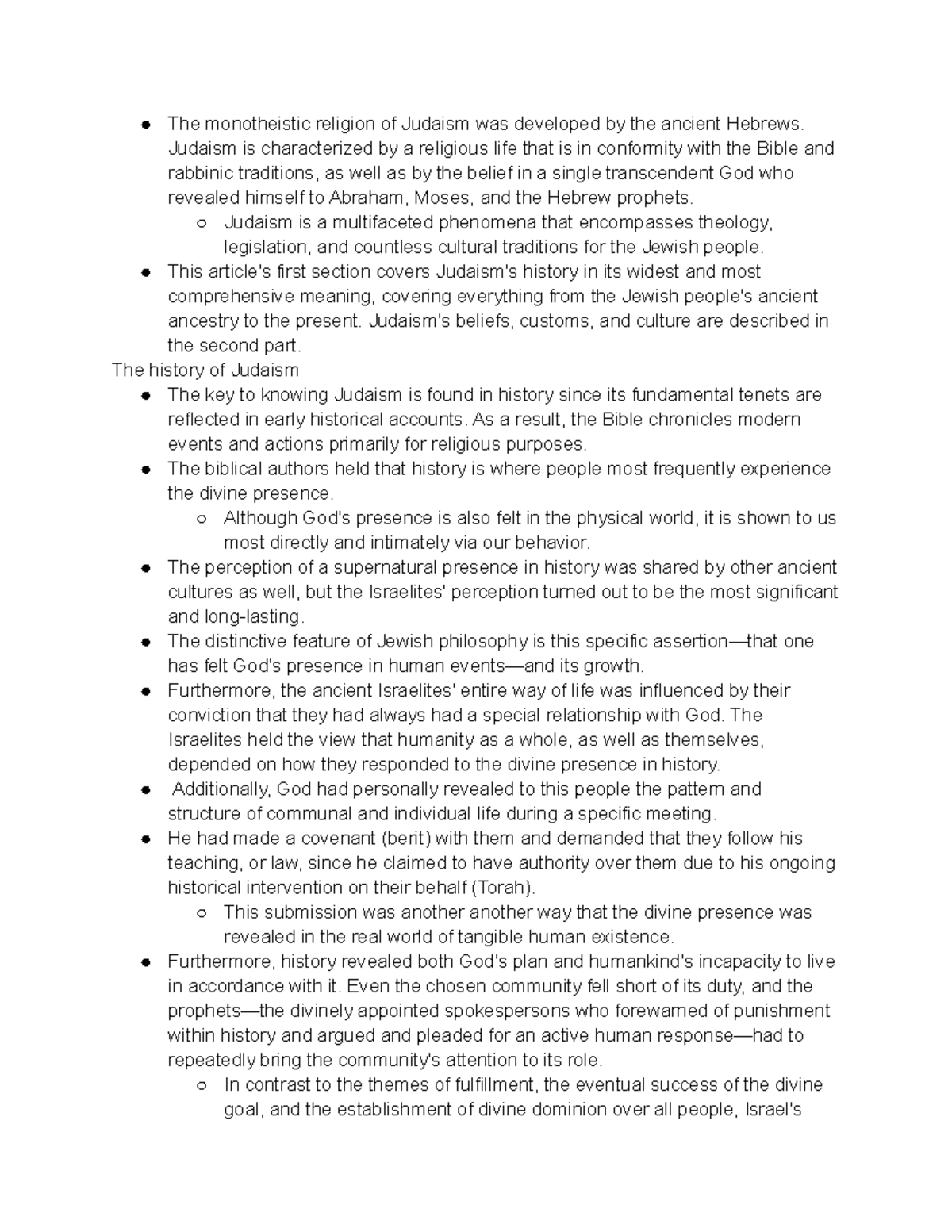 Judaism Notes - The monotheistic religion of Judaism was developed by ...