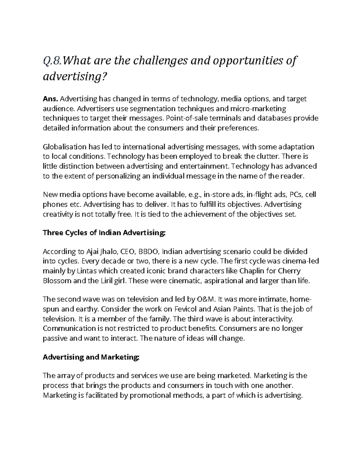 - Marketing Management - Q.8 are the challenges and opportunities of ...