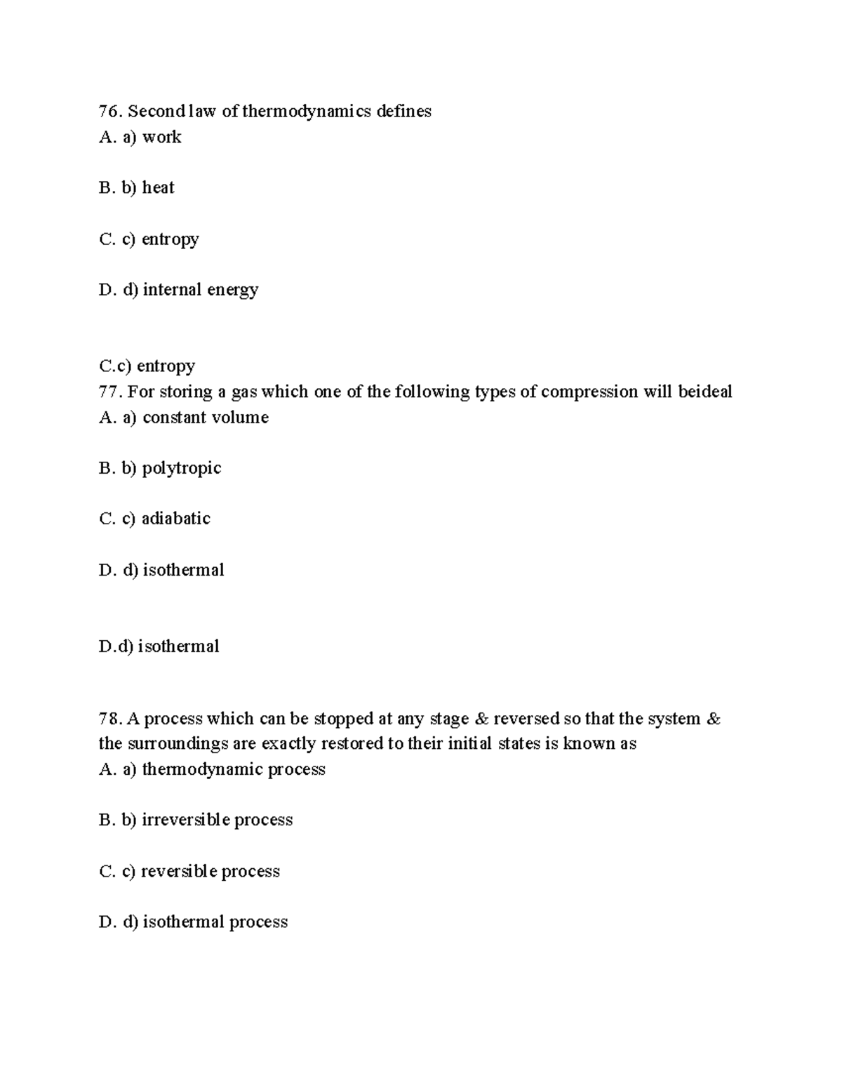 Prequisite course lecturenote questions; law of thermodynamics ...