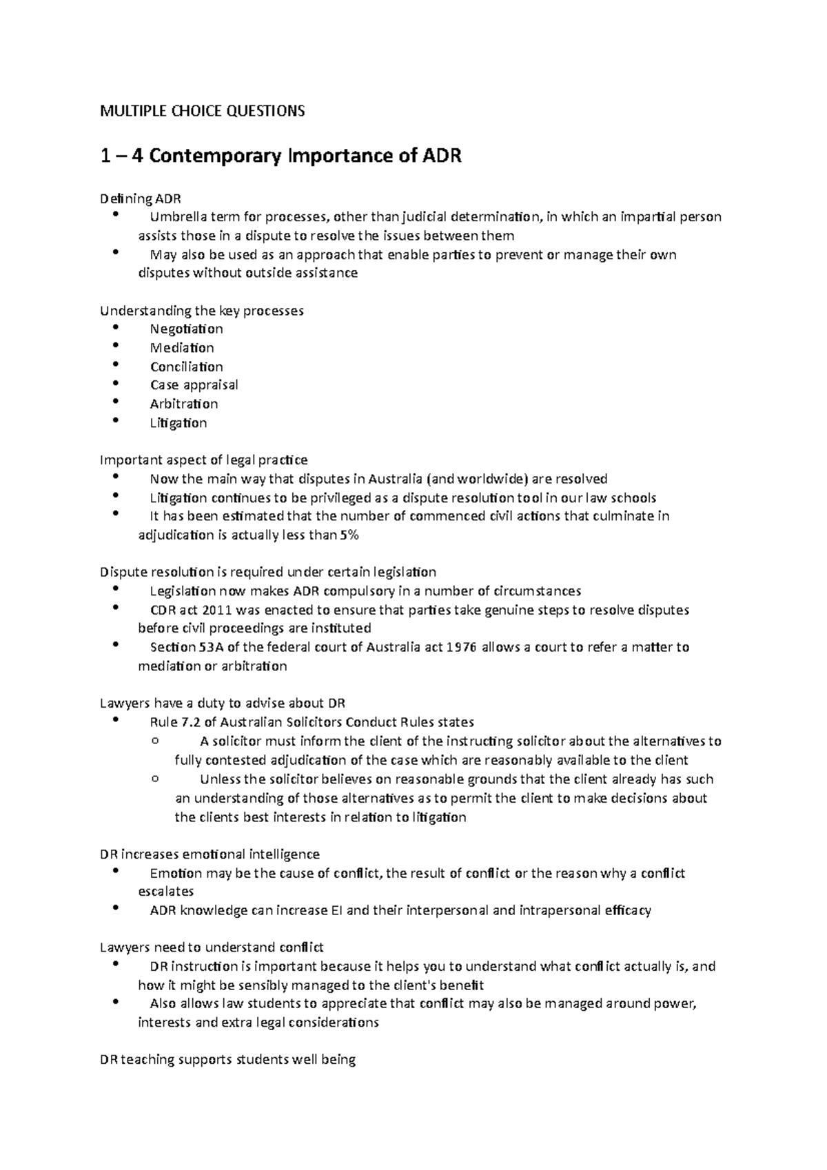 Test Notes - MULTIPLE CHOICE QUESTIONS 1 – 4 Contemporary Importance of ...