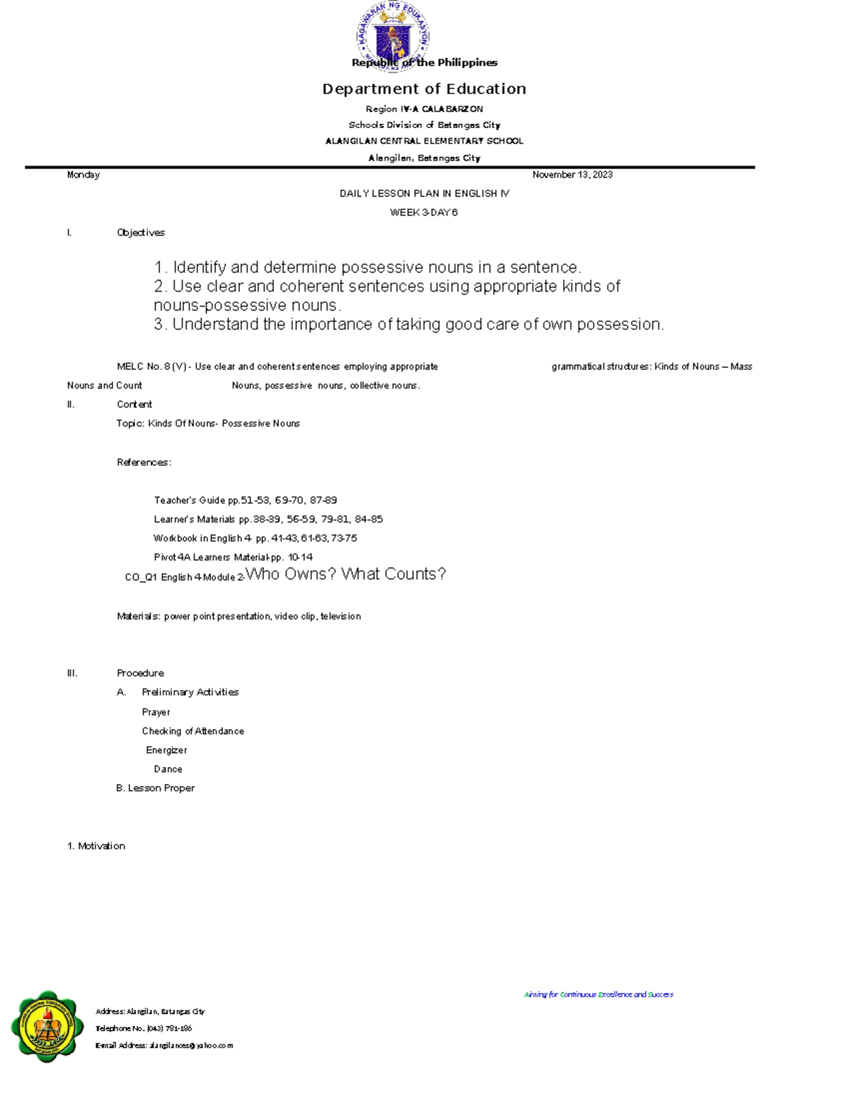 DLP- English-4- Quarter-2-WEEK-3-DAY 1 - Department of Education Region ...