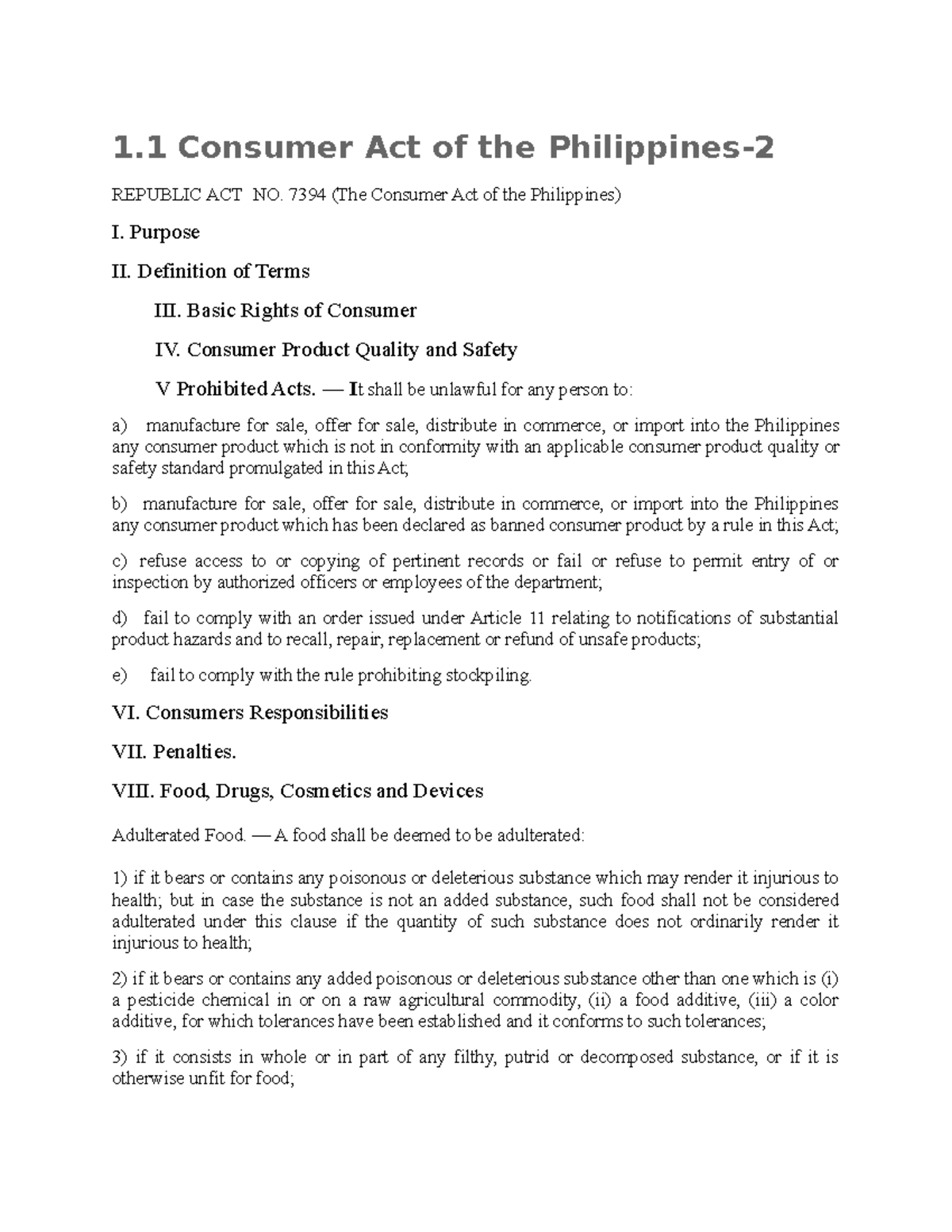 LAW MOD 1 - This is all about consumer protection law - 1 Consumer Act ...