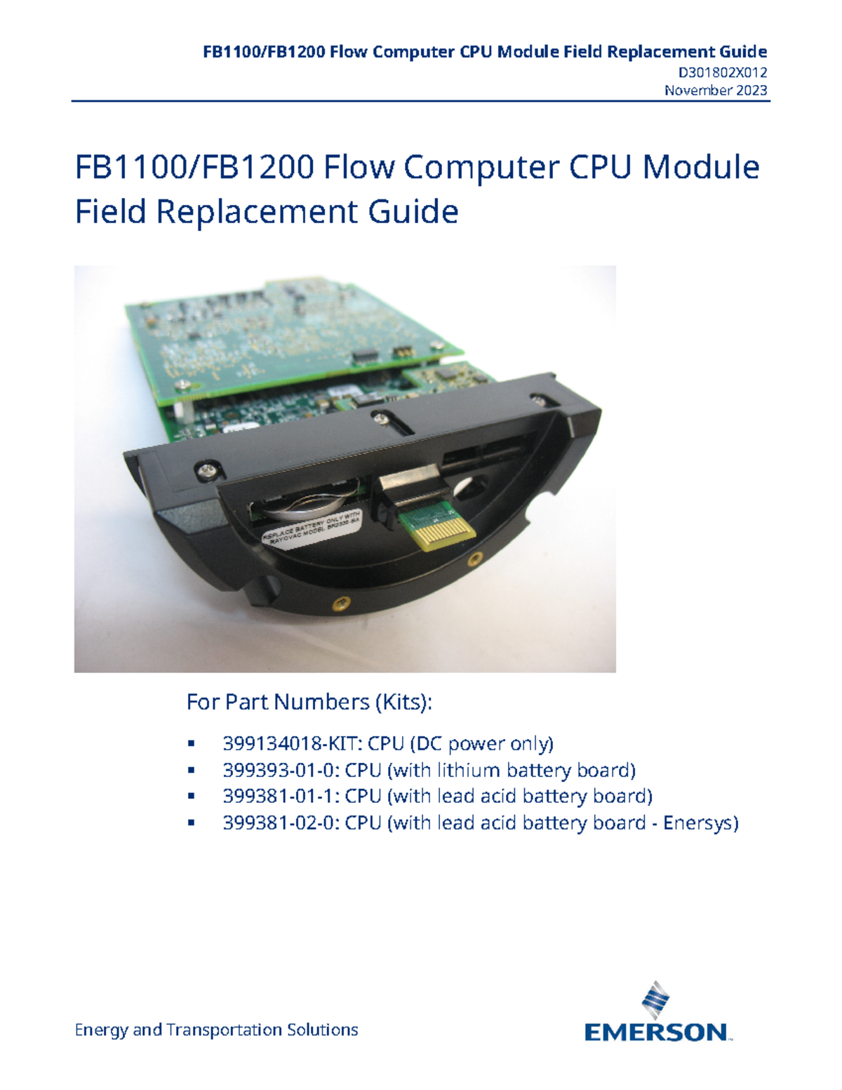 Fb1100 fb1200 flow computer cpu field replacement guide en 4213748 ...
