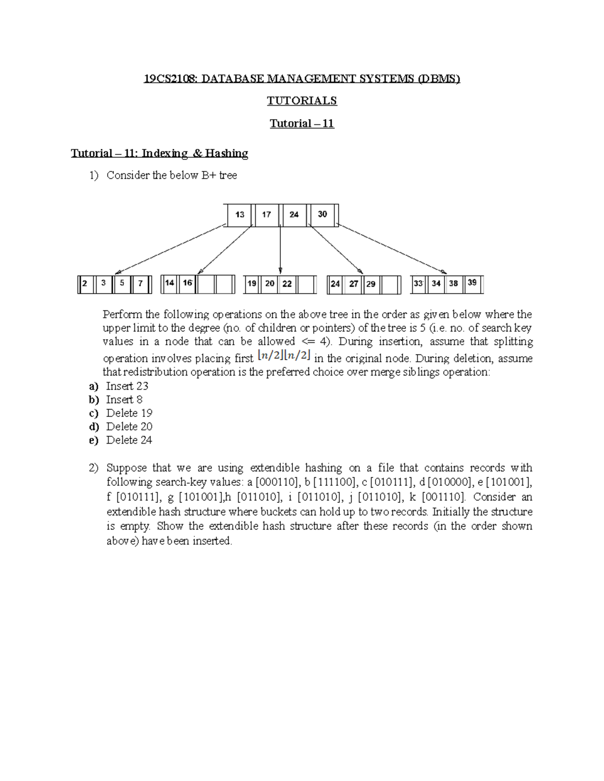 Tutorial-11 - Hshahn a - 19CS2108: DATABASE MANAGEMENT SYSTEMS (DBMS ...