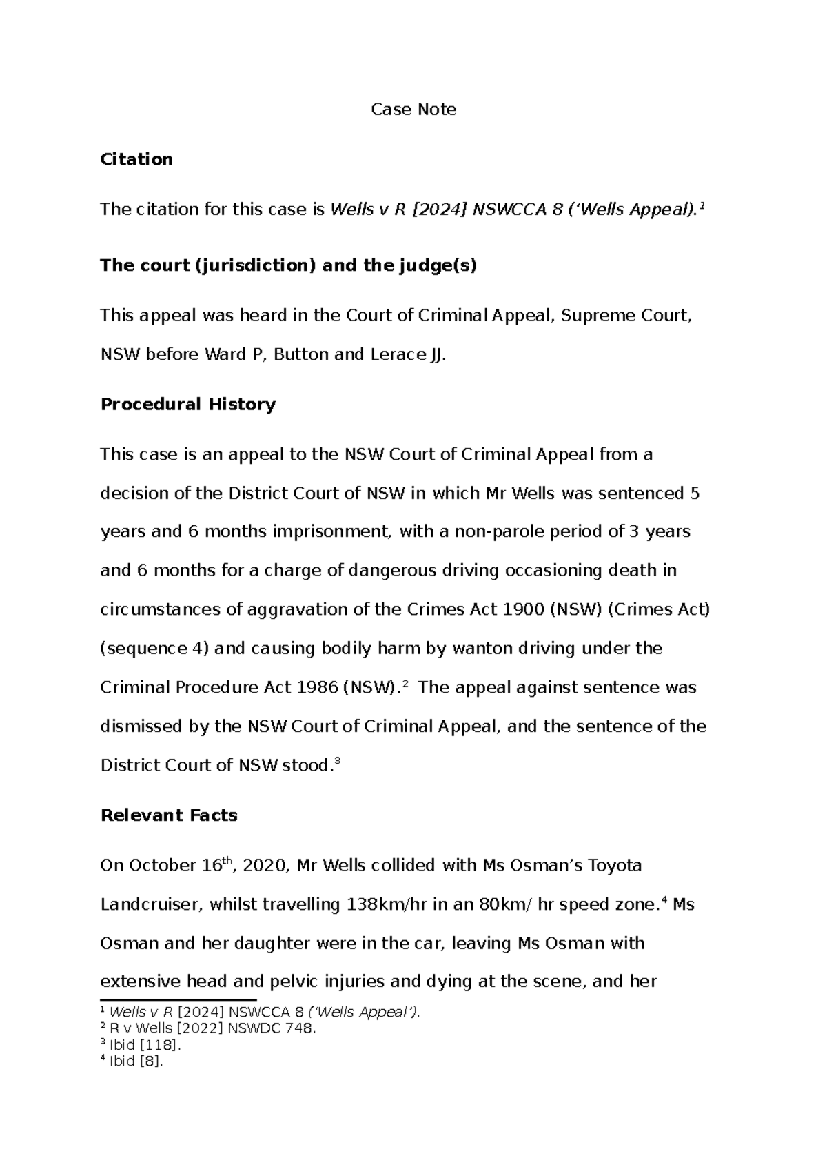 Case Note - Foundations - Case Note Citation The citation for this case ...