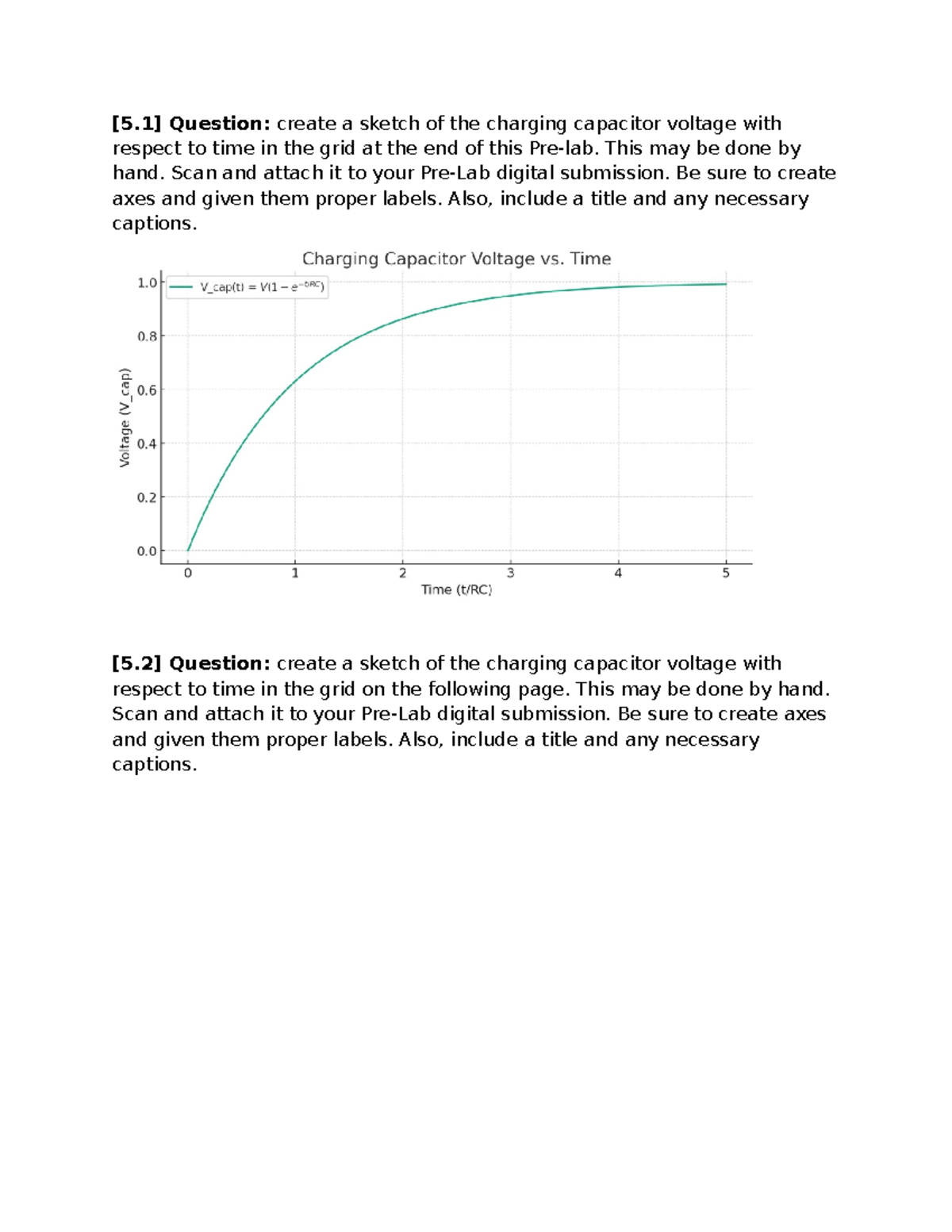 Dc Circuits II Pre-Lab - [5] Question: create a sketch of the charging ...