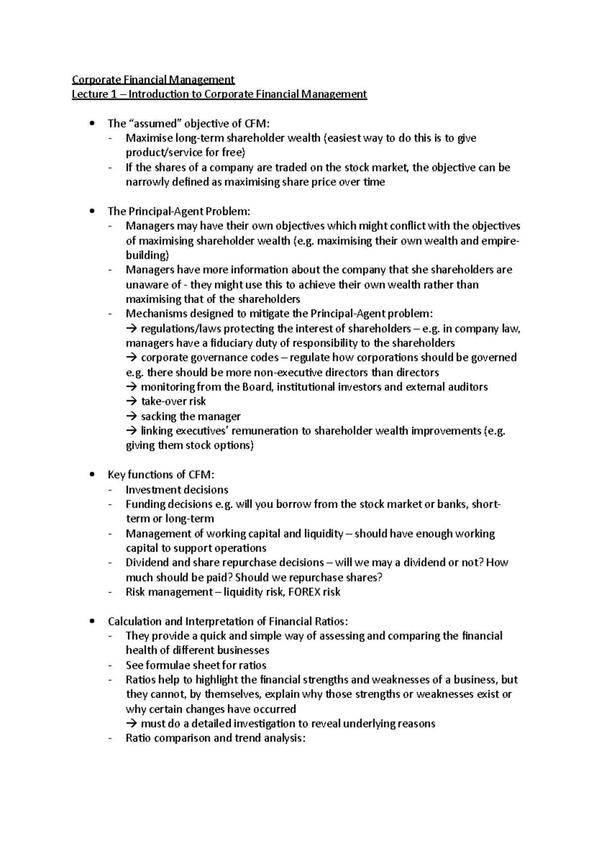 Lecture 1 - Introduction to CFM - Corporate Financial Management ...