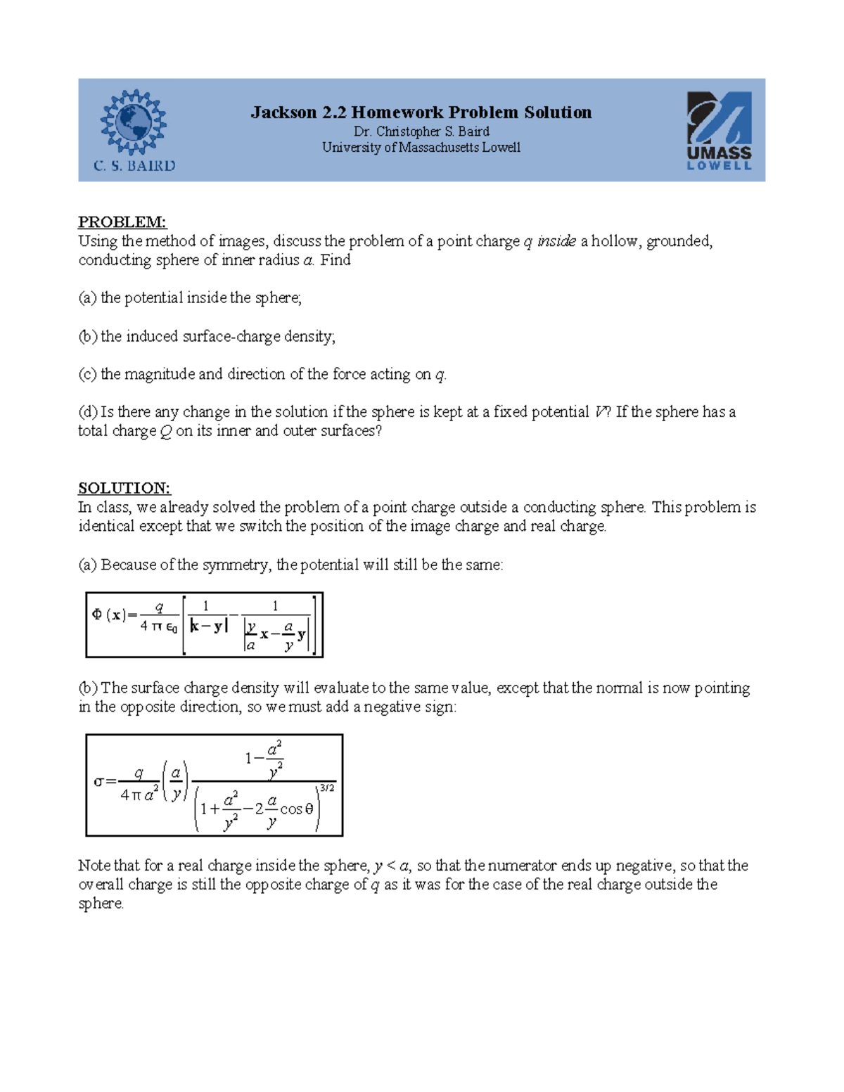 Jackson 2 2 Homework Solution - Jackson 2 Homework Problem Solution Dr ...