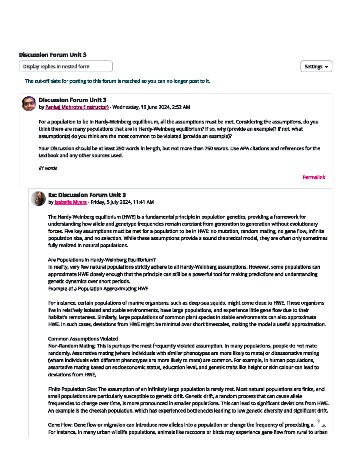 DF 3 HS 4212 - Discussion Assignment - Discussion Forum Unit 3 Display ...