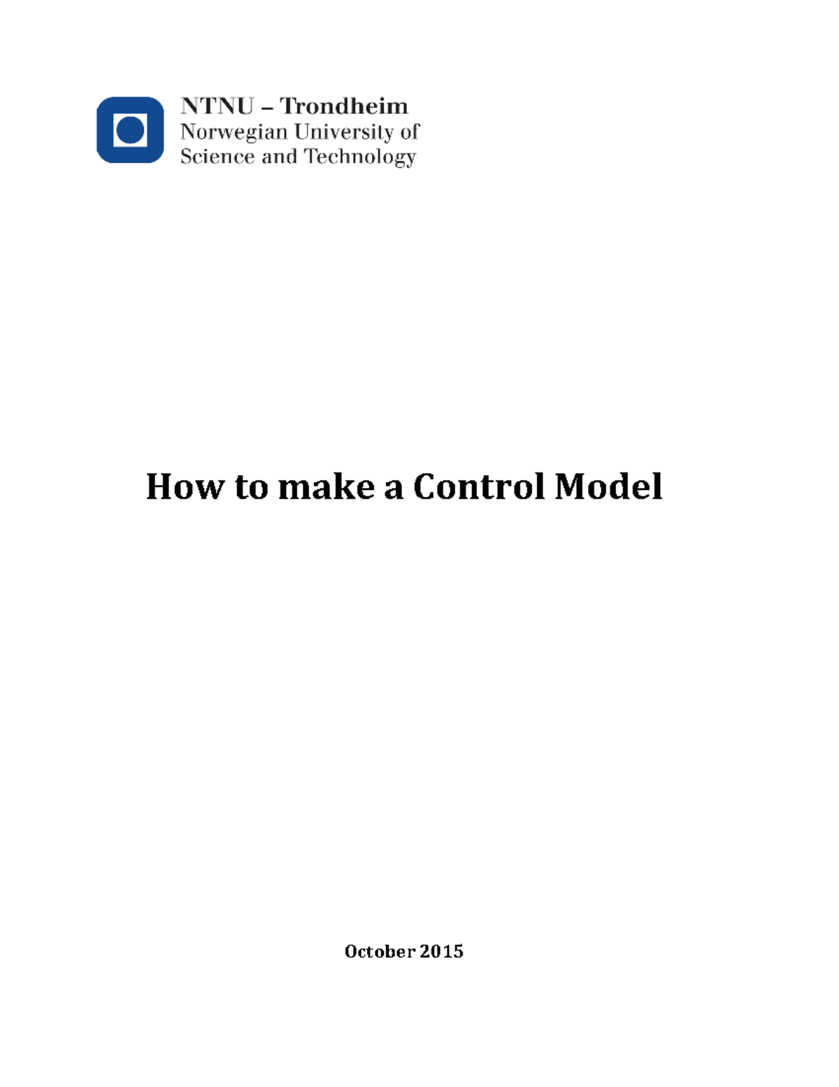 How to make a control model - How to make a Control Model October 2015 ...