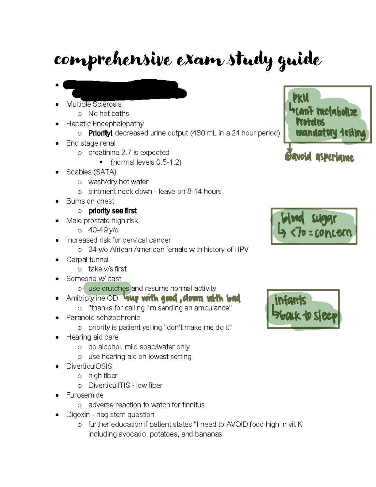 Comprehensive exam study guide - comprehensive exam study guide Spina ...