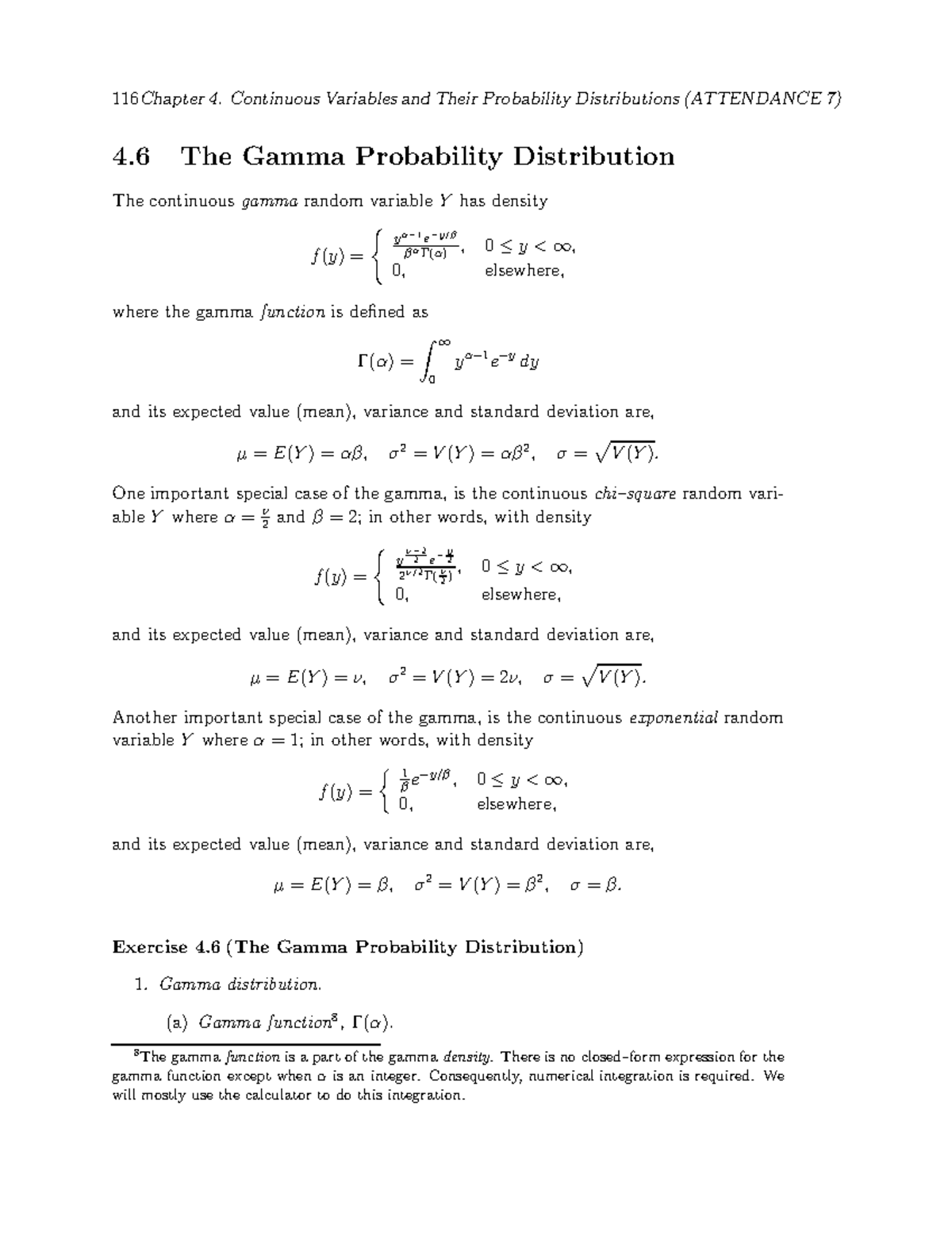 Gamma probability distributions - 116 Chapter 4. Continuous Variables ...
