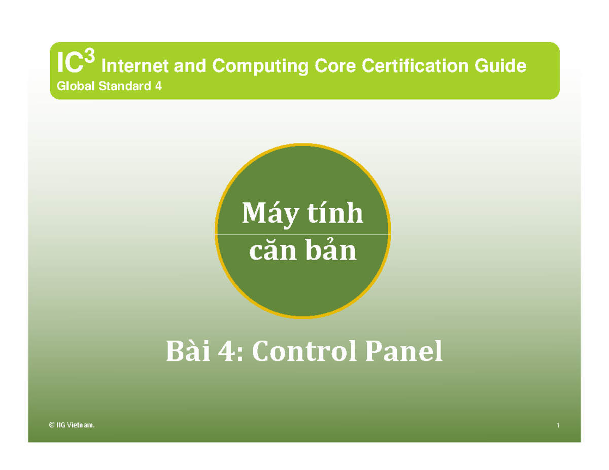 IC3 - Phần mềm máy tính control panel - 3 ICInternet and Computing Core ...