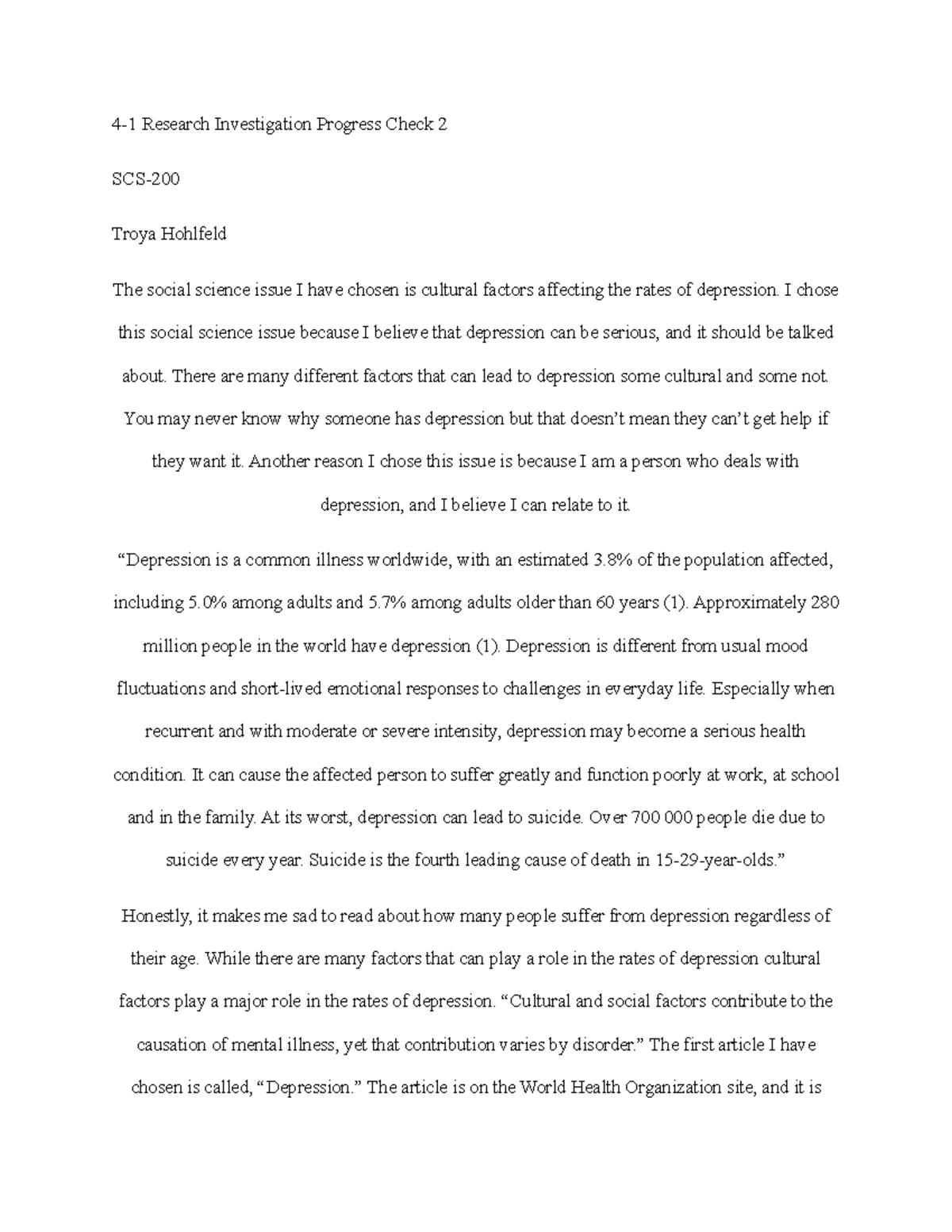 SCS 200 Research Investigation Project Check 2 - 4-1 Research ...