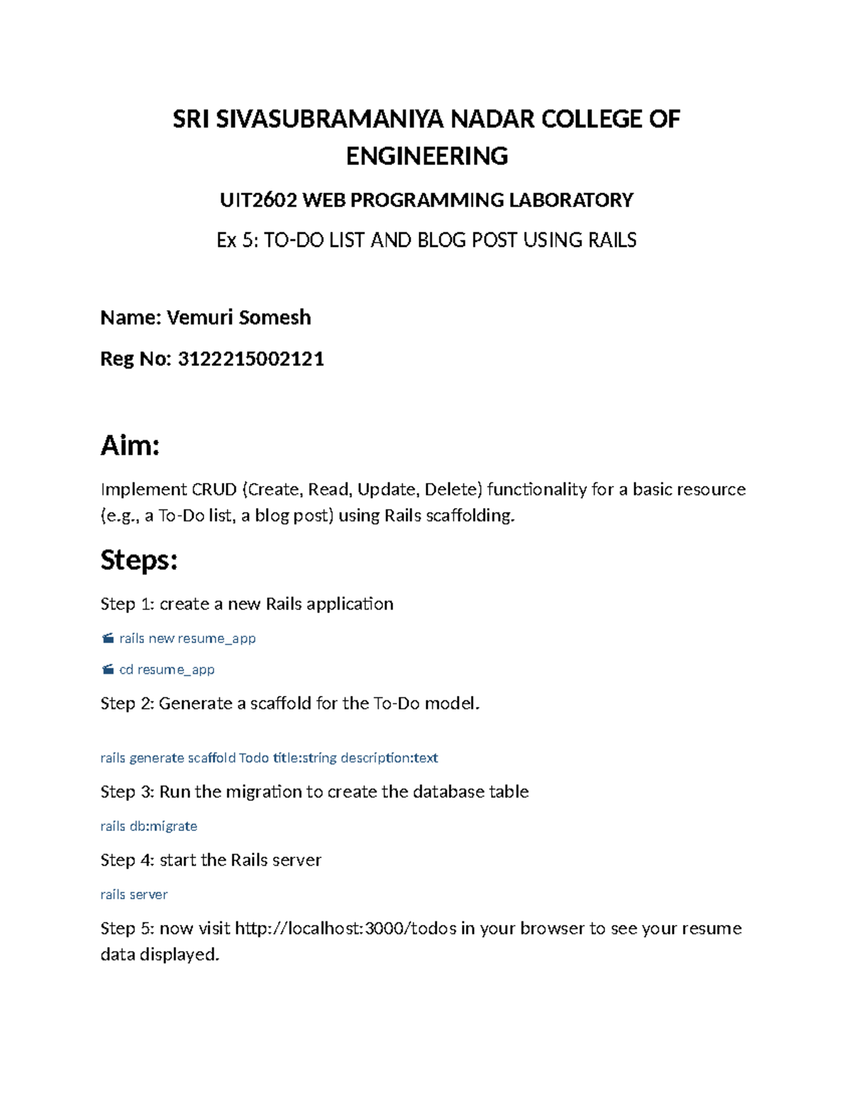 Exrcs - SRI SIVASUBRAMANIYA NADAR COLLEGE OF ENGINEERING UIT2602 WEB ...