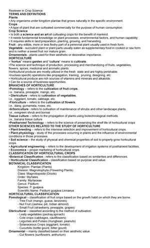 Crop Sci - Reviewer - TOPIC 1: PRINCIPLES OF CROP SCIENCE DEFINITION OF ...