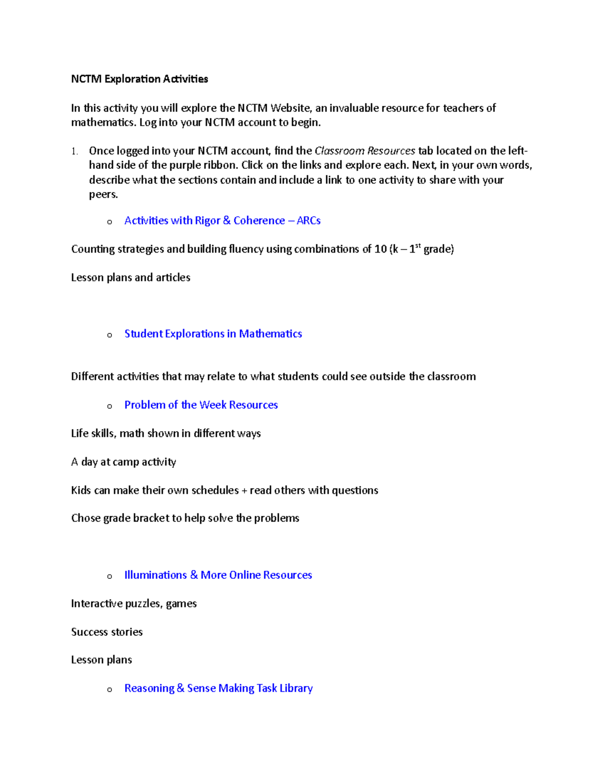 NCTM Exploration Activity - NCTM Exploration Activities In this ...