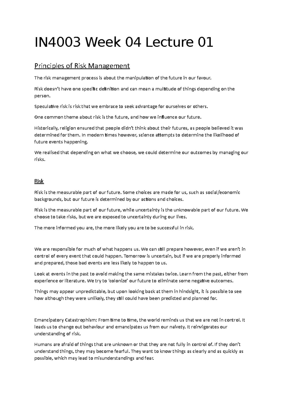 IN4003 Week 04 Lecture 01 - IN4003 Week 04 Lecture 01 Principles of ...