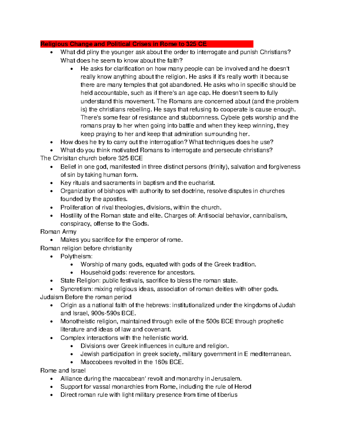 Western civ 1 notes - Religious Change and Political Crises in Rome to ...