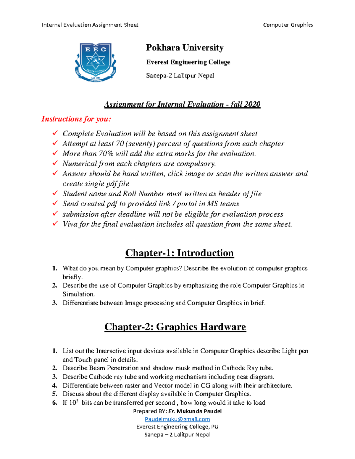 Tutorial qns - Prepared BY: Er. Mukunda Paudel Paudelmuku@gmail Everest ...