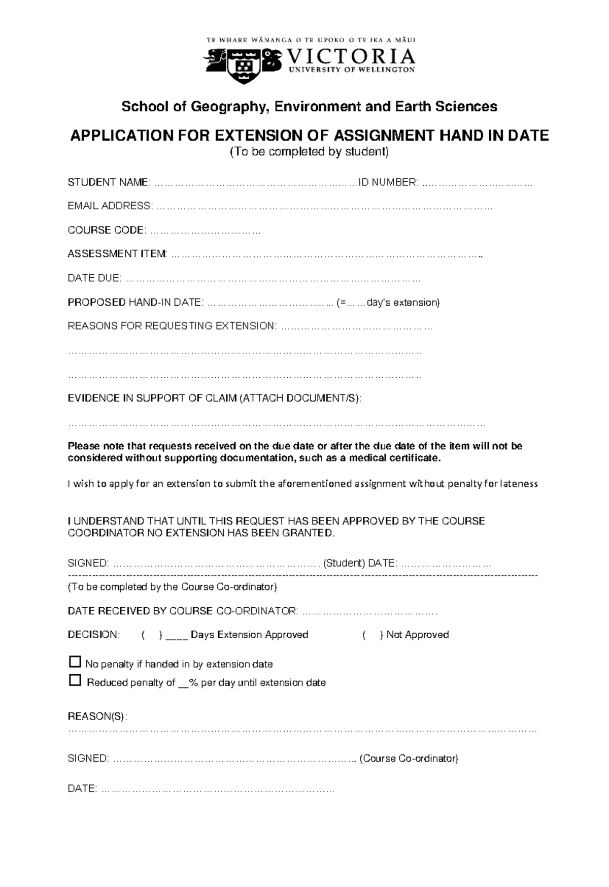 Extension-Application-Form for GEO 112 class - School of Geography ...