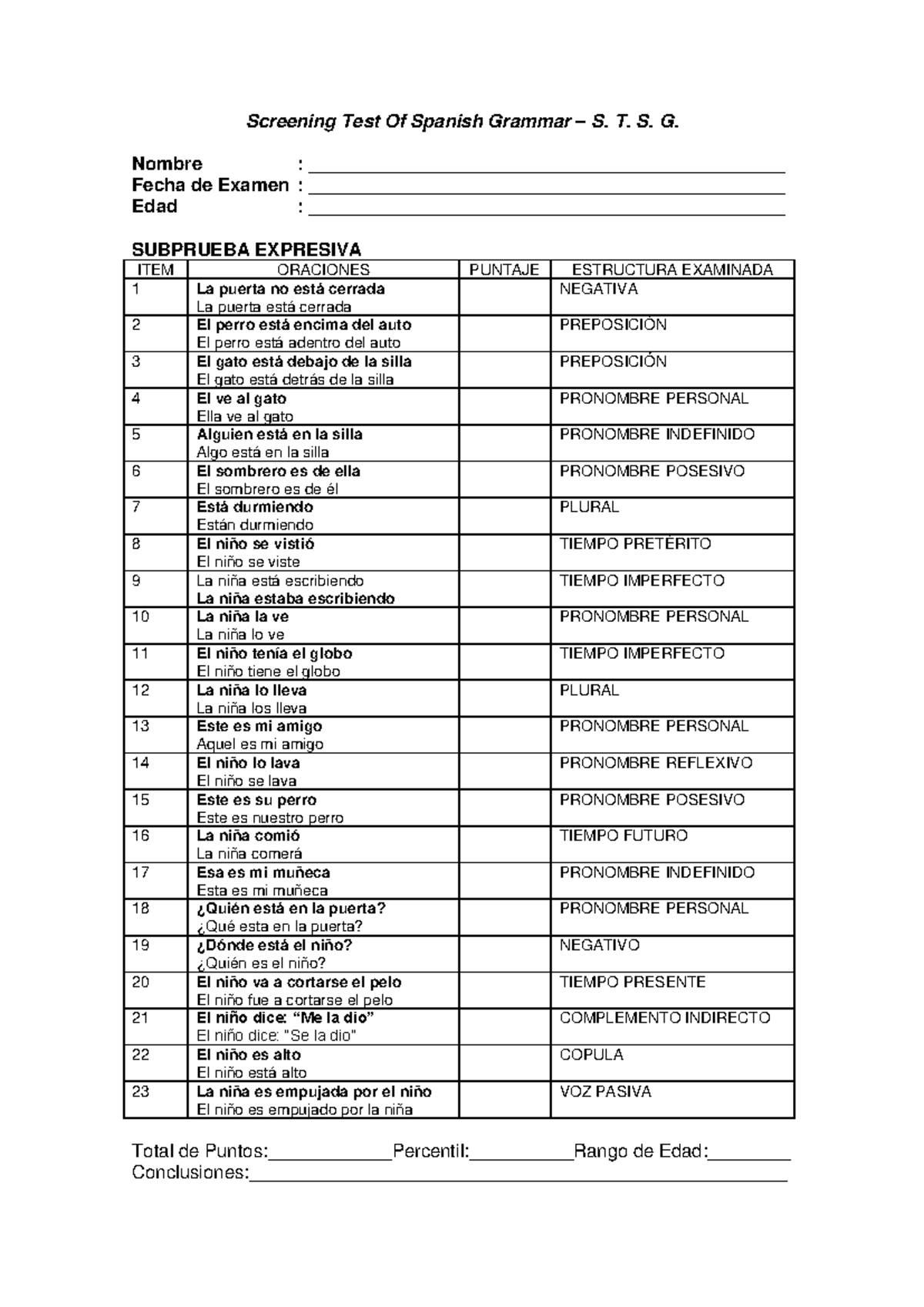 STSG expresivo - protocolo - Screening Test Of Spanish Grammar – S. T ...