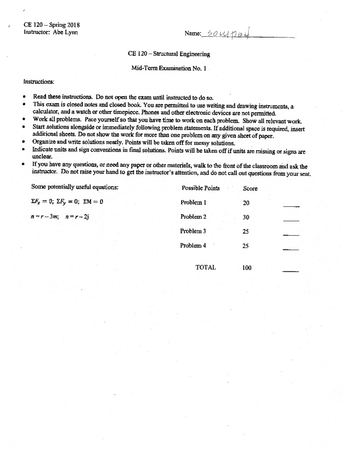 CE120-2018 S-Midterm 1 solution - CIV ENG 120 - Studocu