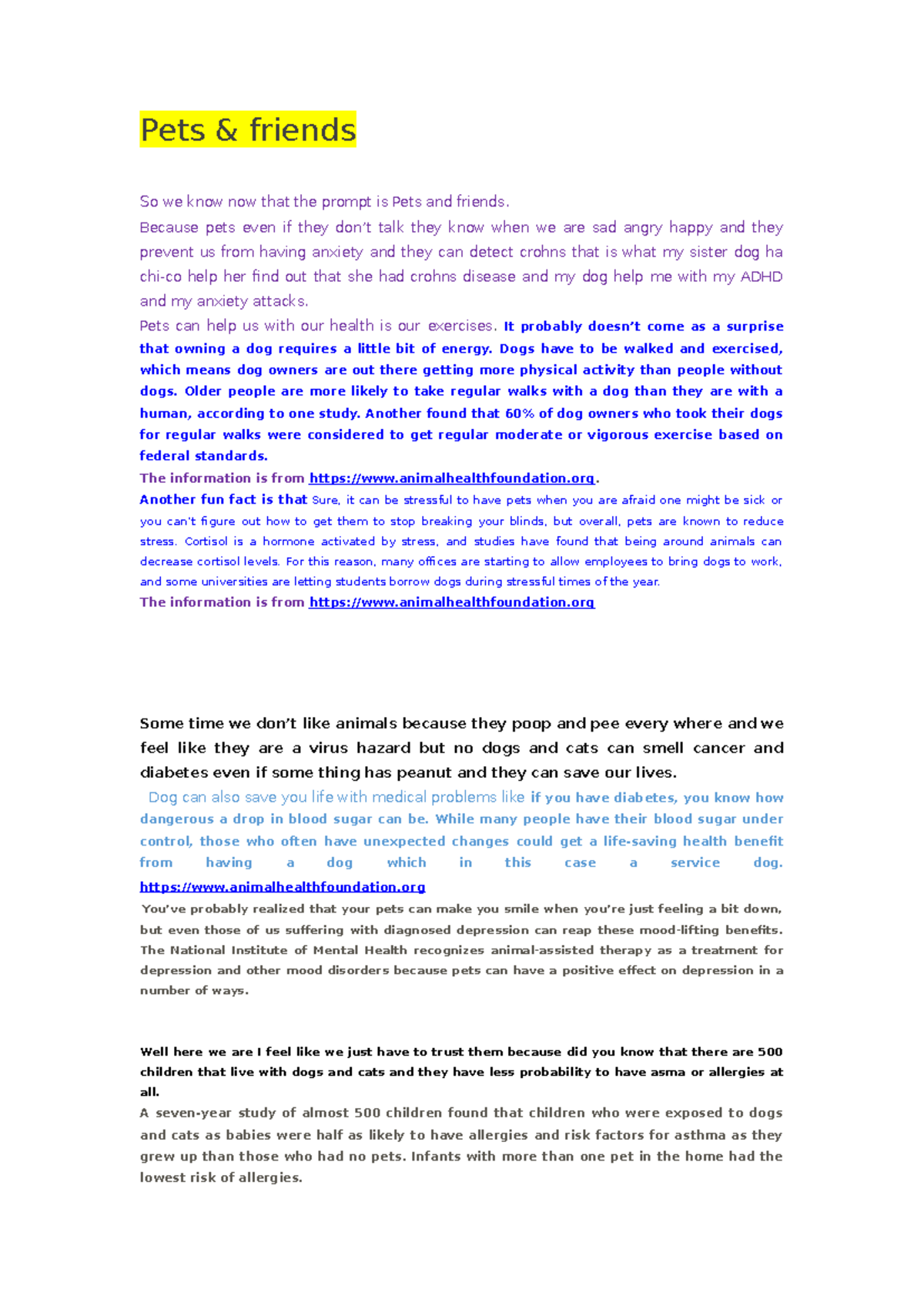 Pets Friends - essay - Studocu