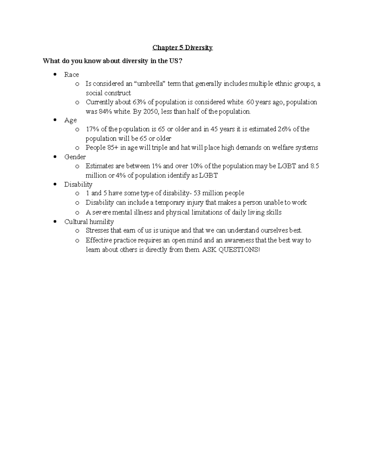 Chapter 5 Diversity - lecture notes - Chapter 5 Diversity What do you ...