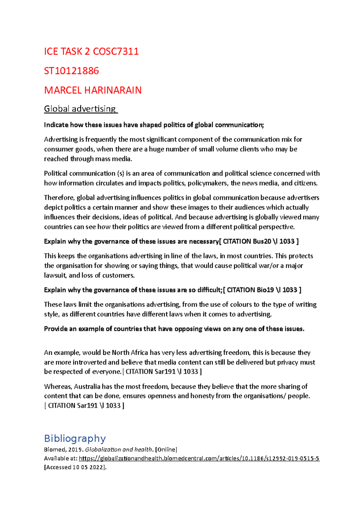 ICE TASK 2 COSC7311 - ice task - ICE TASK 2 COSC ST MARCEL HARINARAIN ...